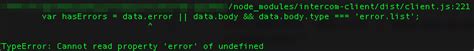 NodeJS Crash With TypeError Cannot Read Property Error Of Undefined
