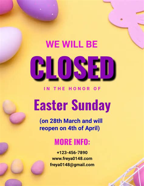 Easter Closed Template Postermywall