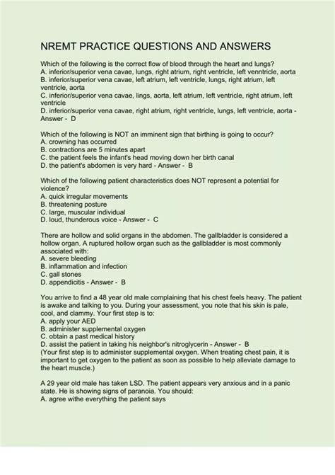 Nremt Practice Questions And Answers Nremt Stuvia Us