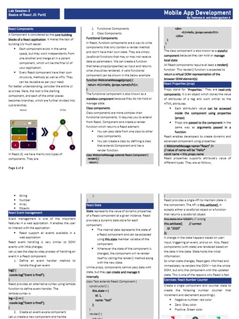 Mobile Computing Lab Session 3 Basics Of React Javascript Part2 Pdf