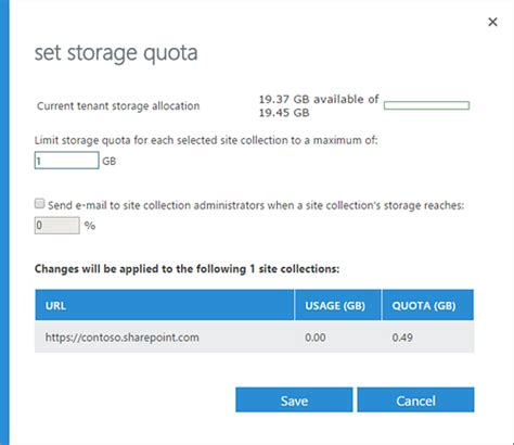 Site Sub Site And User Level Storage Quota In Sharepoint Online