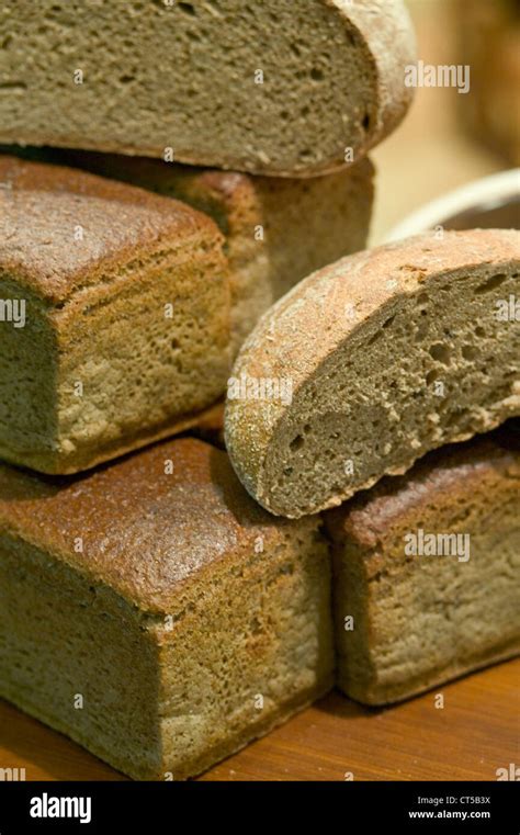 Different Types Of Bread Partly Sliced Stock Photo Alamy