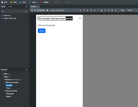 Offcanvas Header Can T Change Header Solved Bootstrap Studio Help Bootstrap Studio Forum