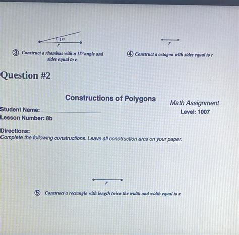 Solved Constructions Of Polygons Student Name Lesson Chegg