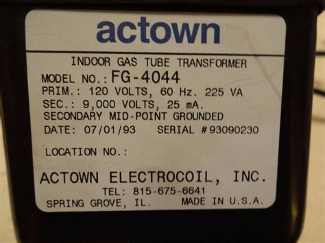 Vintage Actown Neon Transformer 9000 V Black 1842929109