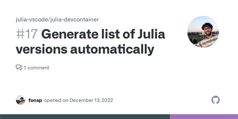 Generate List Of Julia Versions Automatically Issue Julia Vscode Julia Devcontainer GitHub