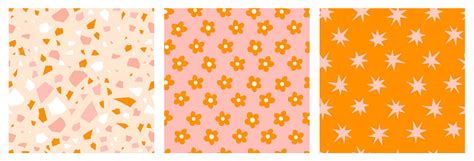 원활한 패턴 세트 종이 커버 직물 실내 장식 및 기타 사용자를위한 디자인 꽃무늬에 대한 스톡 벡터 아트 및 기타 이미지 꽃무늬 0명 1970년 Istock