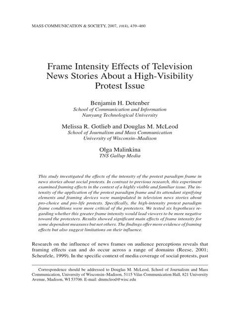 Pdf Frame Intensity Effects On Television News Story About A Hight