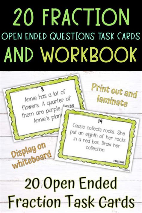 Fractions Task Cards And Workbook Open Ended Math Questions Fractions Task Cards And Workbook Open Ended Math Questions