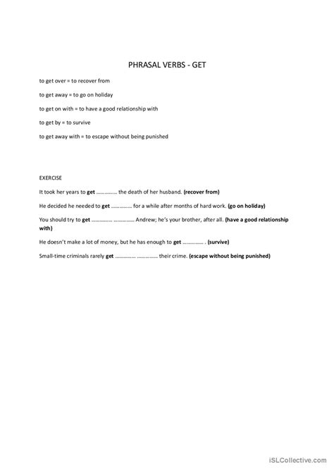 Phrasal Verbs Get General Gramma Français Fle Fiches Pedagogiques Pdf