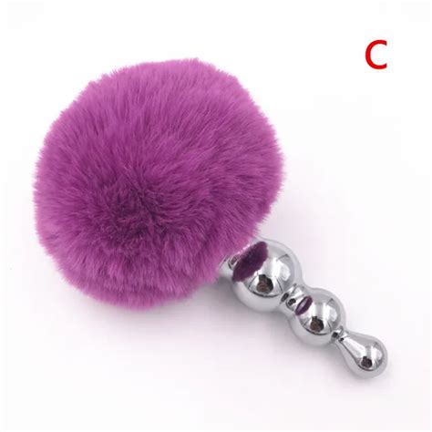 Anal Plug Purple Rabbit Girl Tail Role Smooth Stainless Steel Anus Dilatatio Anal Tube Butt Plug