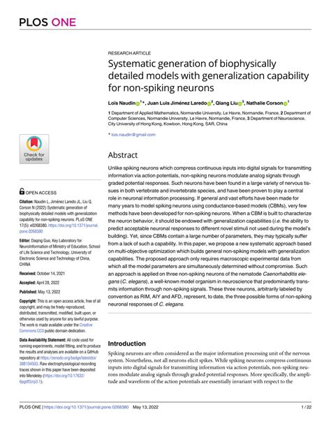 Pdf Systematic Generation Of Biophysically Detailed Models With Generalization Capability For