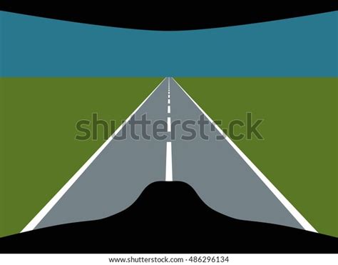 View Roadway Green Grassy Roadside Out Stock Vector Royalty Free