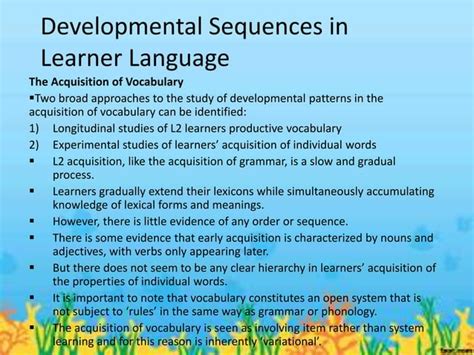 developmental sequences in learner language pptx education
