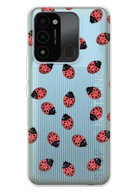 Прозрачный силиконовый чехол Iswag для Tecno Spark 8c с рисунком Божьи коровки Issp8c33