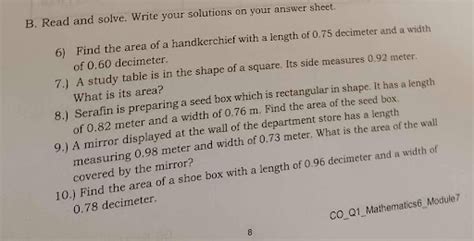 B Read And Solve Write Your Solutions On Your Answer Sheet6 Find The