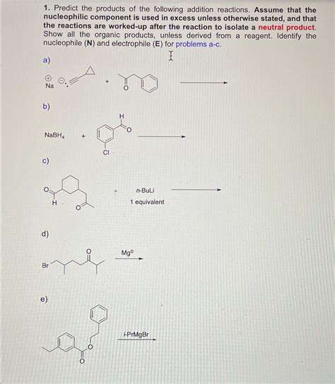 Solved Predict The Products Of The Following Addition