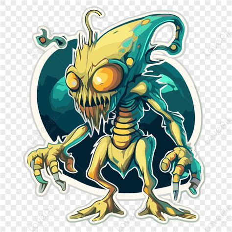 귀여운 외계인 클립 아트가 있는 스티커 일러스트 벡터상표 Png 일러스트 무료 다운로드 Lovepik