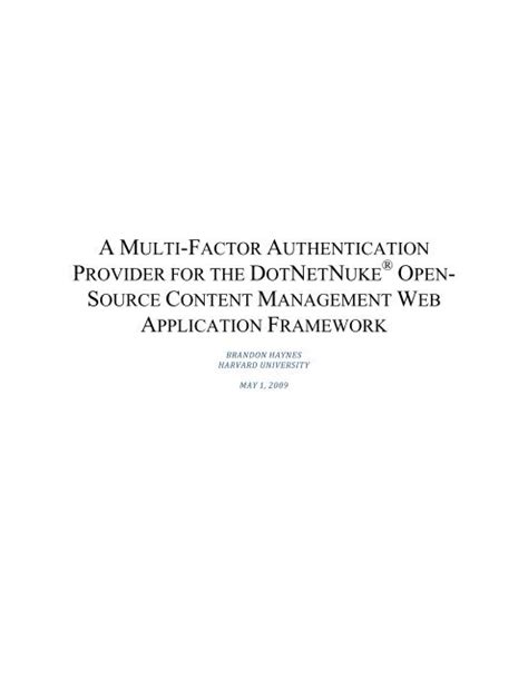 Download The Multi Factor Authentication In Dotnetnuke Whitepaper
