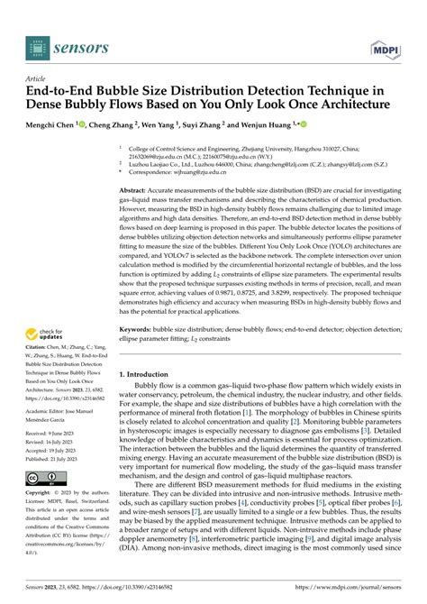 Pdf End To End Bubble Size Distribution Detection Technique In Dense Bubbly Flows Based On You