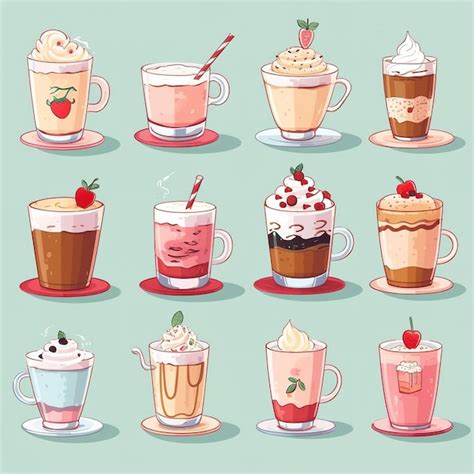 Premium Ai Image Multiple Cute Cocktail Themed Vector Stickers