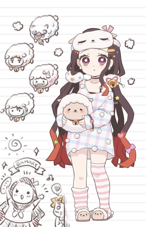 🎀🐑sleepy Sheep Nezuko Kamado🐑🎀 Anime Chibi Anime Character Design