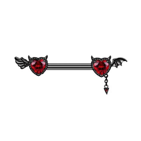Heart Shaped Devil Wings Stainless Steel Piercing Ring Gthic