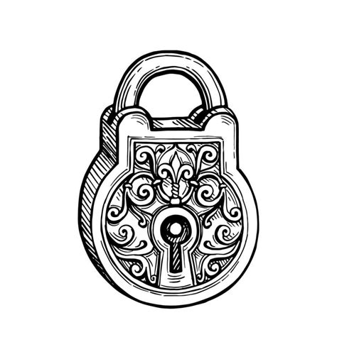 Vintage Padlock Sketch