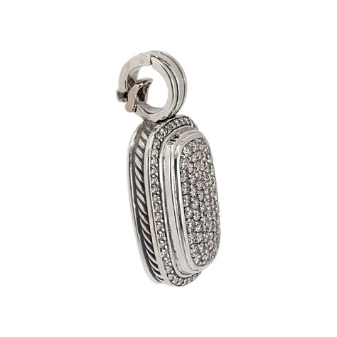 David Yurman 925 Sterling Silver Albion Pave Halo Diamond Snap Clasp