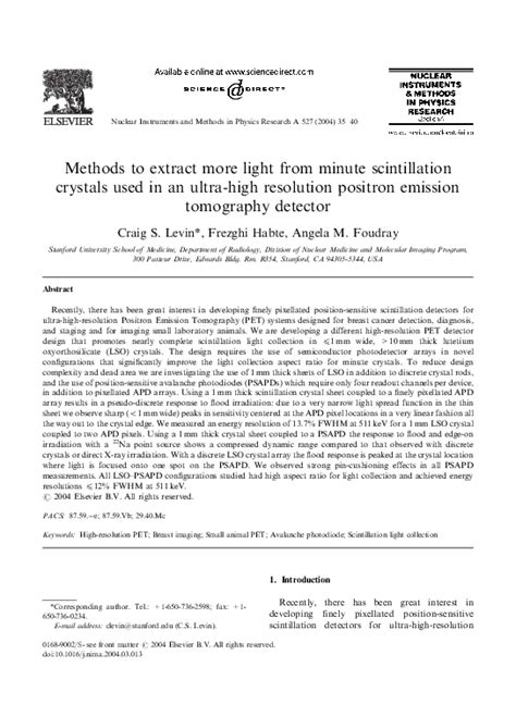 Pdf Methods To Extract More Light From Minute Scintillation Crystals Used In An Ultra High
