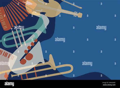 Blue Retro Background Music Border Classical Instruments Vector Stock Vector Image And Art Alamy