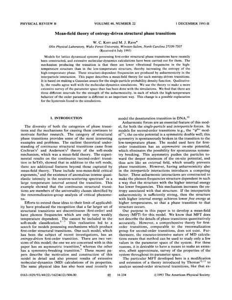 Pdf Mean Field Theory Of Entropy Driven Structural Phase Transitions