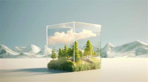 3d rendering of landscape in cube ai generated image