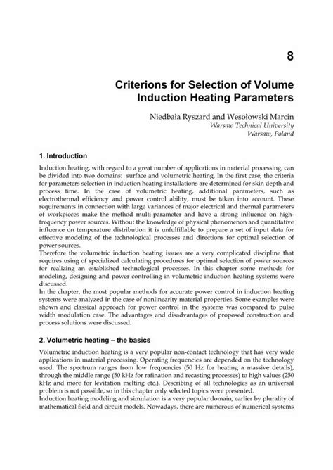 Pdf Intech Criterions For Selection Of Volume Induction Heating