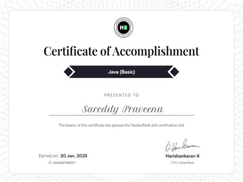 Praveena Sareddy On Linkedin Hackerrank Skillcertificate