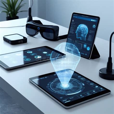 futuristic tech setup augmented reality devices and sleek interface