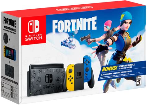 Nintendo Switch Fortnite Wildcat Console Bundle HADSKFAGE Yellow/Blue - US