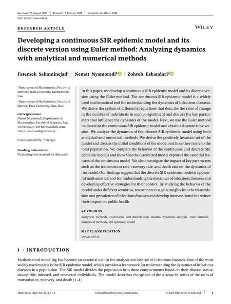 developing a continuous sir epidemic model and its discrete version