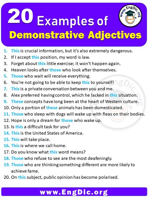 20 Examples Of Demonstrative Adjectives In Sentences EngDic
