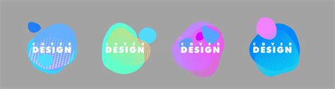 set of isolated fluid blobs gradient liquid spots stock vector