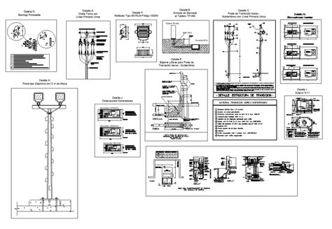 Several Details Of Electricity Installation D View Layout Autocad Format