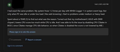 one year of system freezes resolved thanks to an ms forum comment