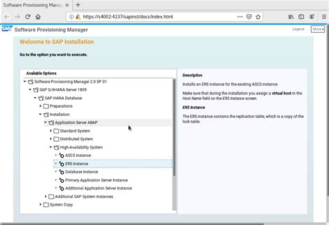 Installing Ers Instanceinstalling Sap S4hanasoftware Installation