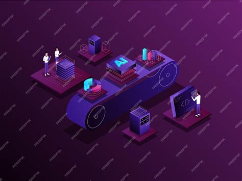 Premium Vector Data Processing Isometric Illustration Dark Gradient Suitable For Mobile App