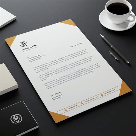 a business letterhead on a table with a minimalist design the paper