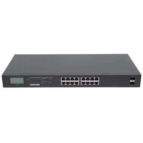 Intellinet 16 Port Gigabit Ethernet Poe Switch With 2 Sfp Ports And Lcd Screen