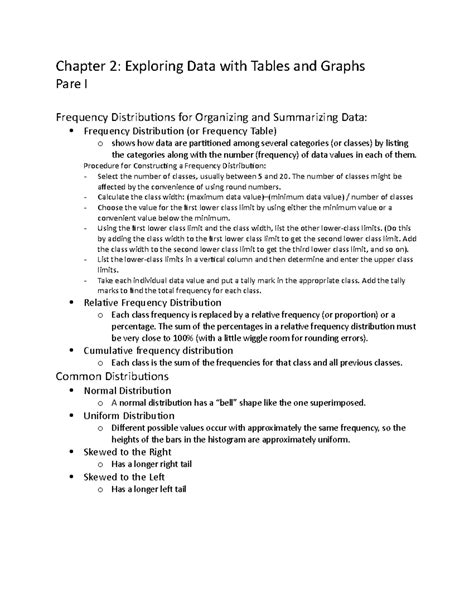 Chapter 2 Part I Chapter 2 Exploring Data With Tables And Graphs Pare I Frequency