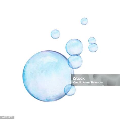 수채화는 흰색 배경에 공기나 비눗방울을 그렸다 일러스트레이션 스티커 로고 섬유 인쇄를 위한 투명한 사실적인 그림 3차원 인쇄에