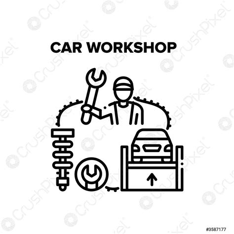 Car Workshop Vector Black Illustration Stock Vector 3587177 Crushpixel