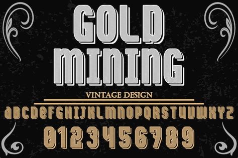 Premium Vector Gold Mining Font Label Design